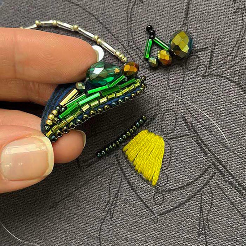 Bead Embroidery Scarab, DIY Beaded Insect, Bug Needlepoint, Craft Kit ...
