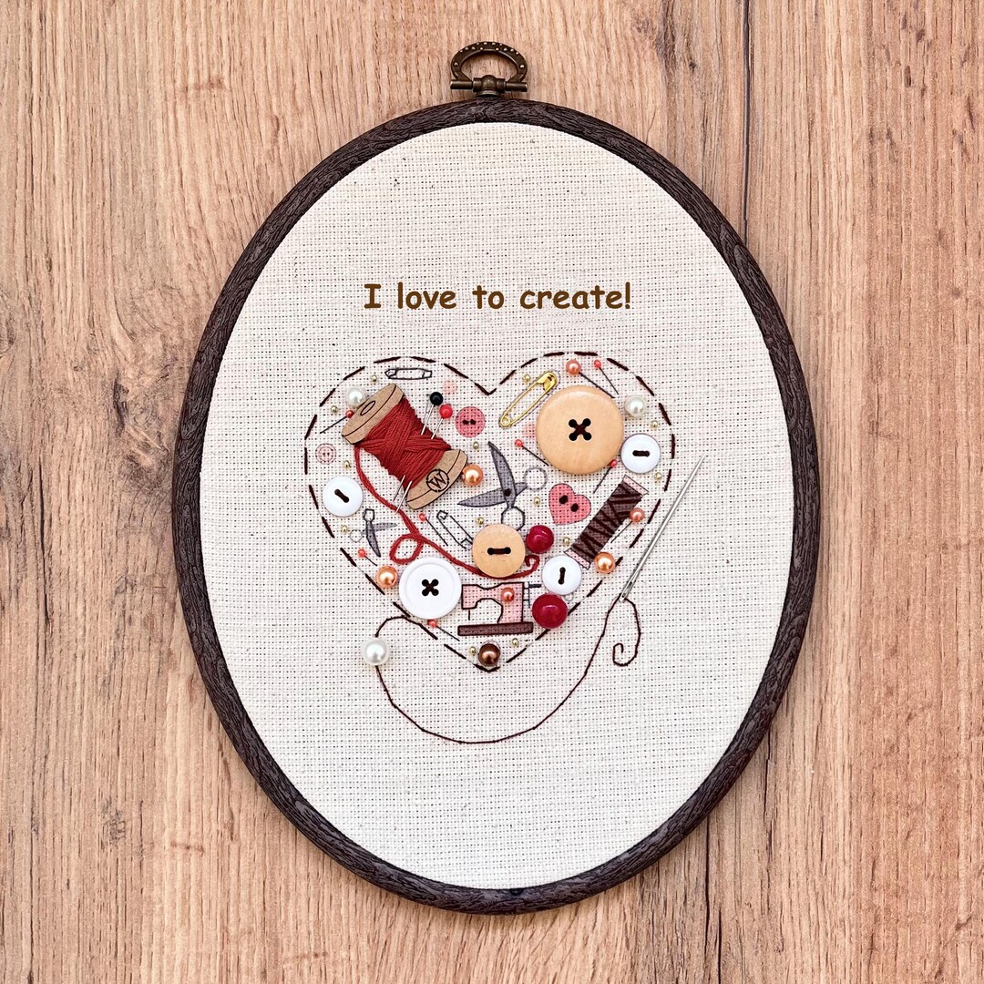 Heart-shaped Embroidery Kit - "i Love to Create" Heart Embroidery ...