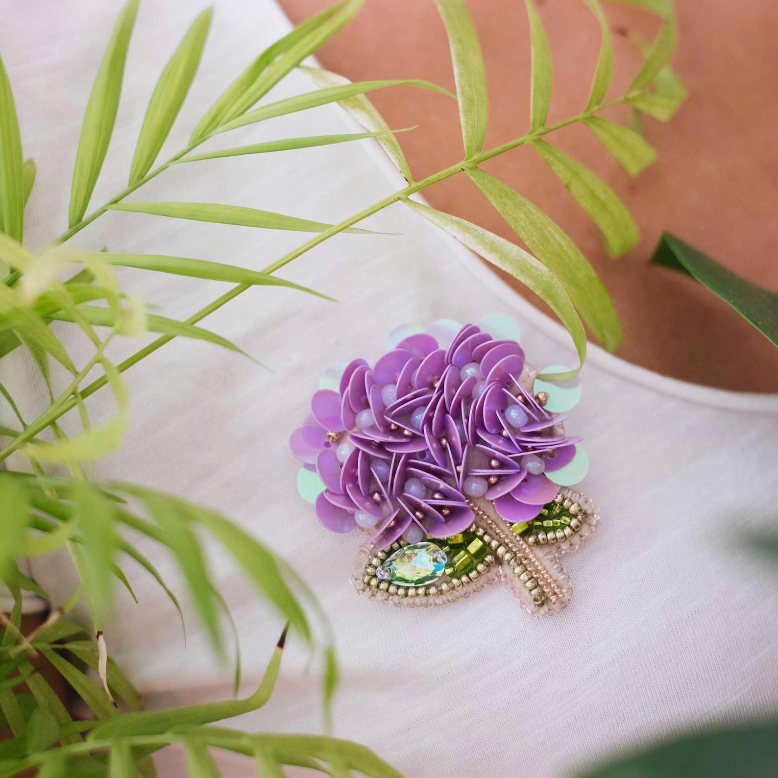 Beaded Brooch Hydrangea, Sequin Embroidery, DIY Jewelry Making Kit ...
