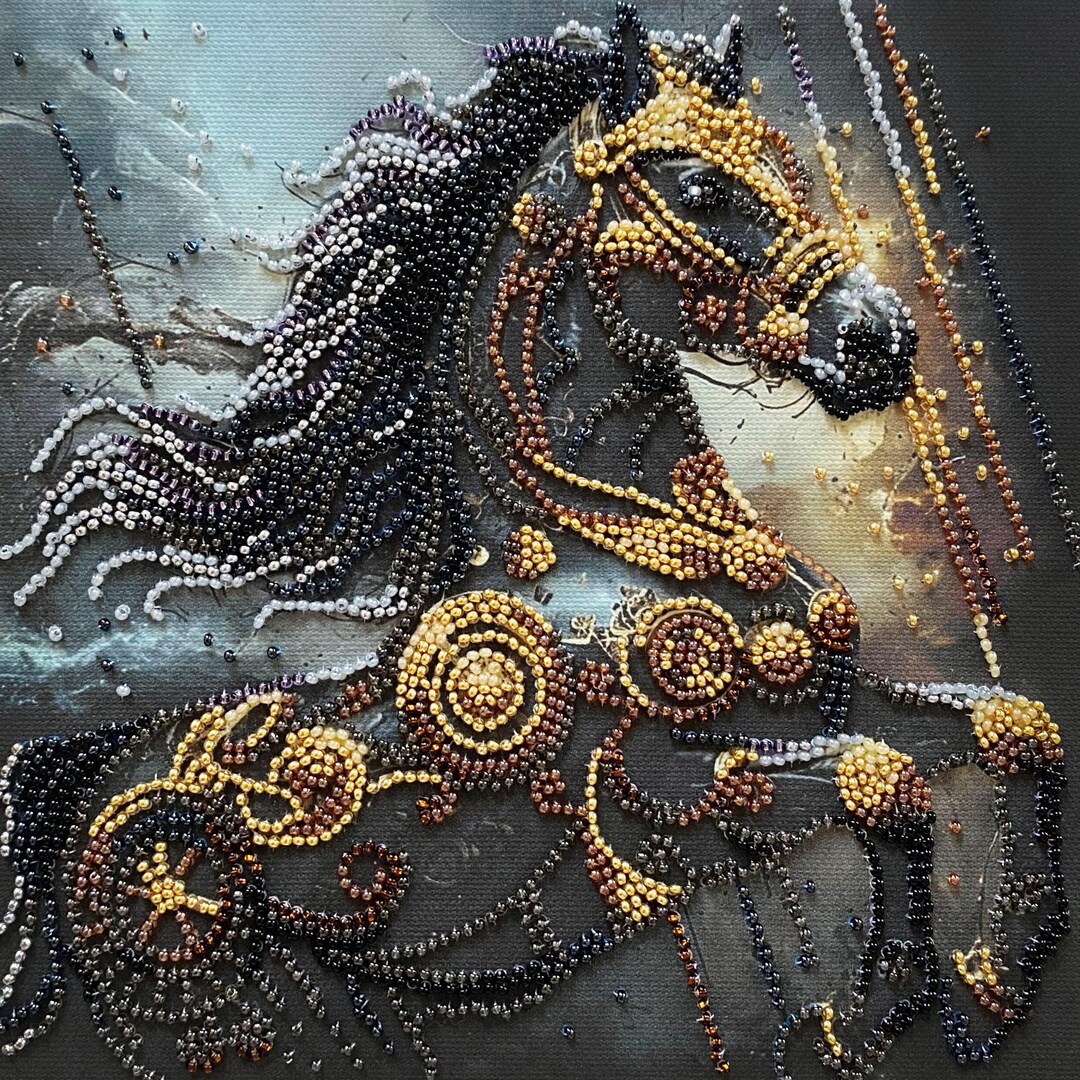 Bead Embroidery Kit Majestic Horse – DIY Beadwork on Canvas, Abris Art ...