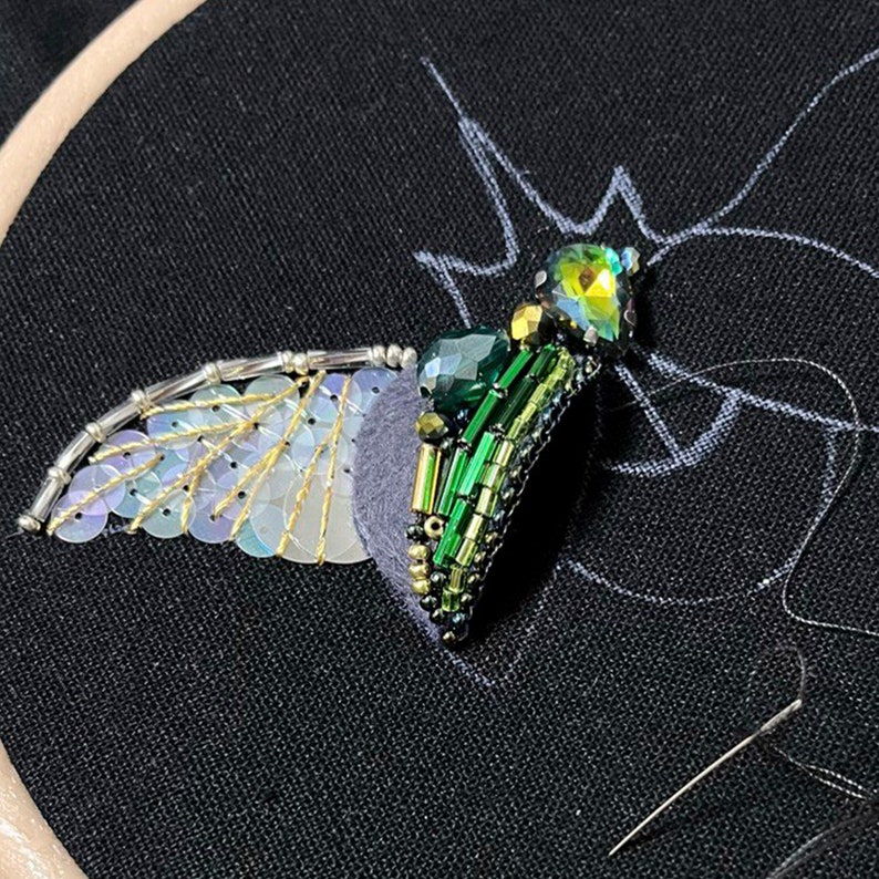 Bead Embroidery Scarab, DIY Beaded Insect, Bug Needlepoint, Craft Kit ...