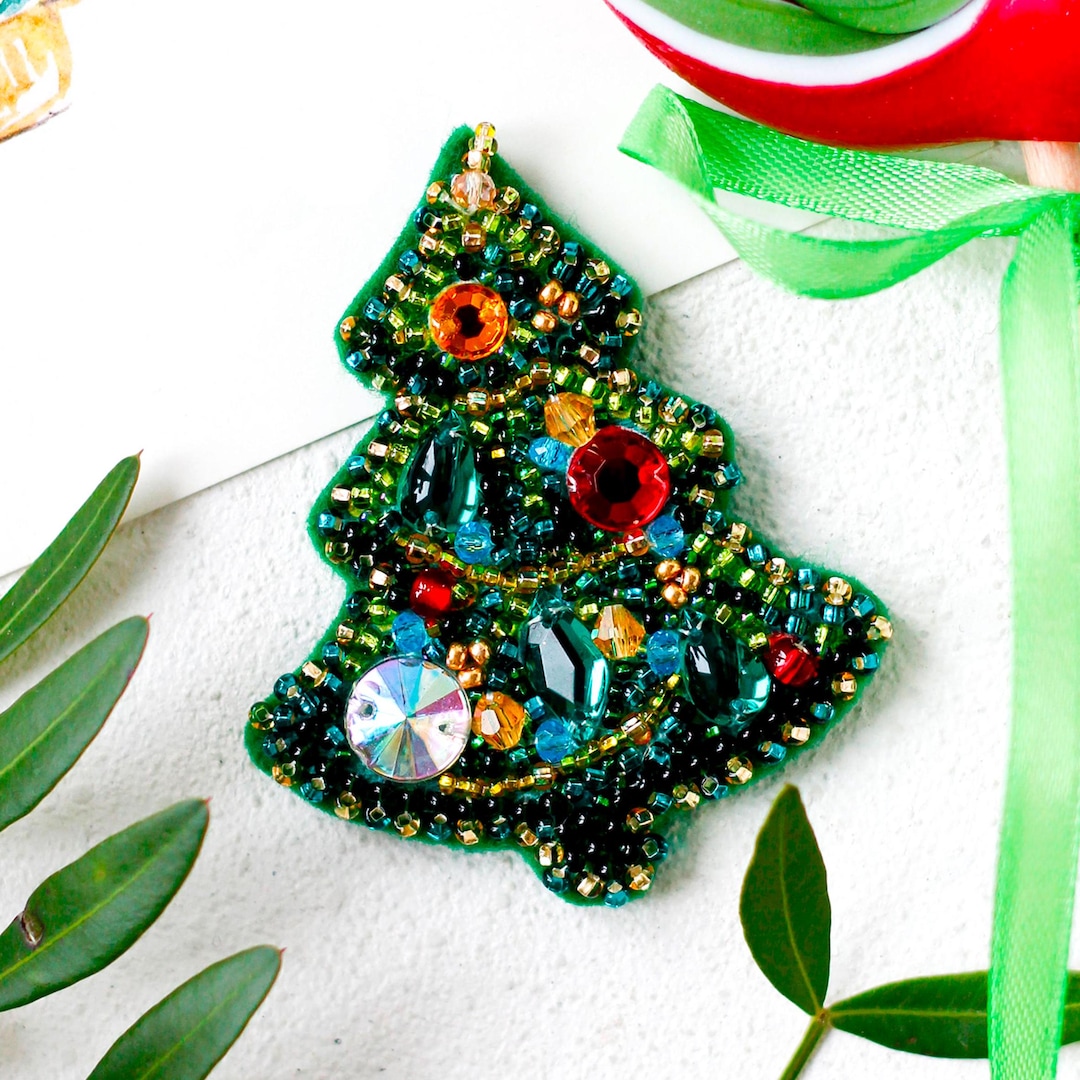 Beaded Christmas Kits - Brooch Tree, DIY Brooch Kit, Hand Embroidery - Etsy