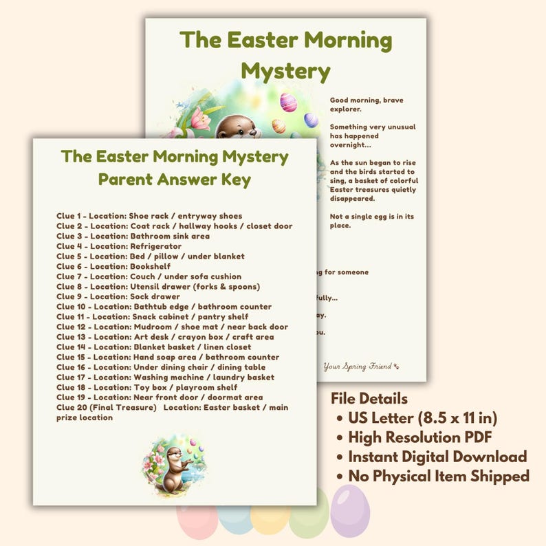 Easter Treasure Hunt Printable for Kids, Easter Scavenger Hunt Clues ...