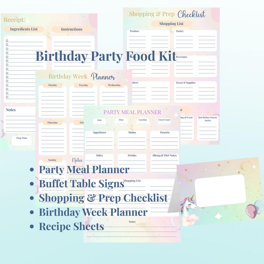 Unicorn Buffet Table Signs Printable, Food Station Cards, Party Menu ...