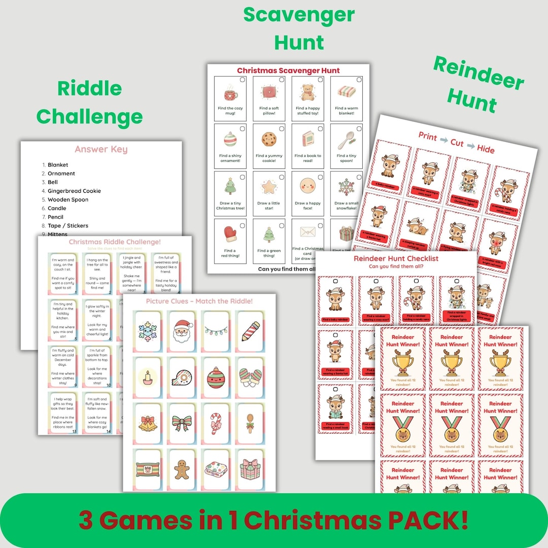 Christmas Scavenger Hunt MEGA Pack, Kids Holiday Games (printable) - Etsy