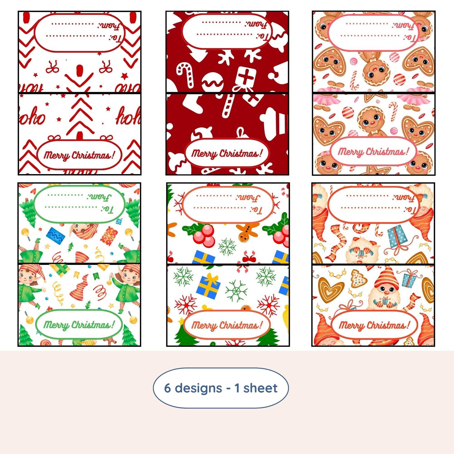 Christmas Kids Party Favors Labels 3"*2" Kids Bag Toppers Christmas ...