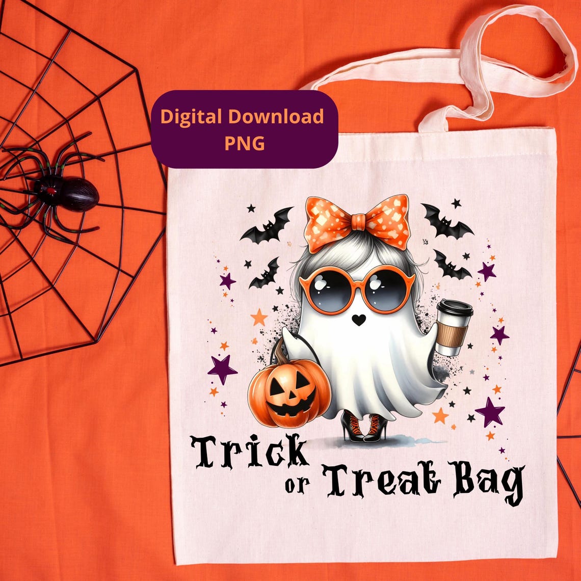 Halloween Trick or Treat Bag Png Kids Cute Ghost Png Digital Download ...