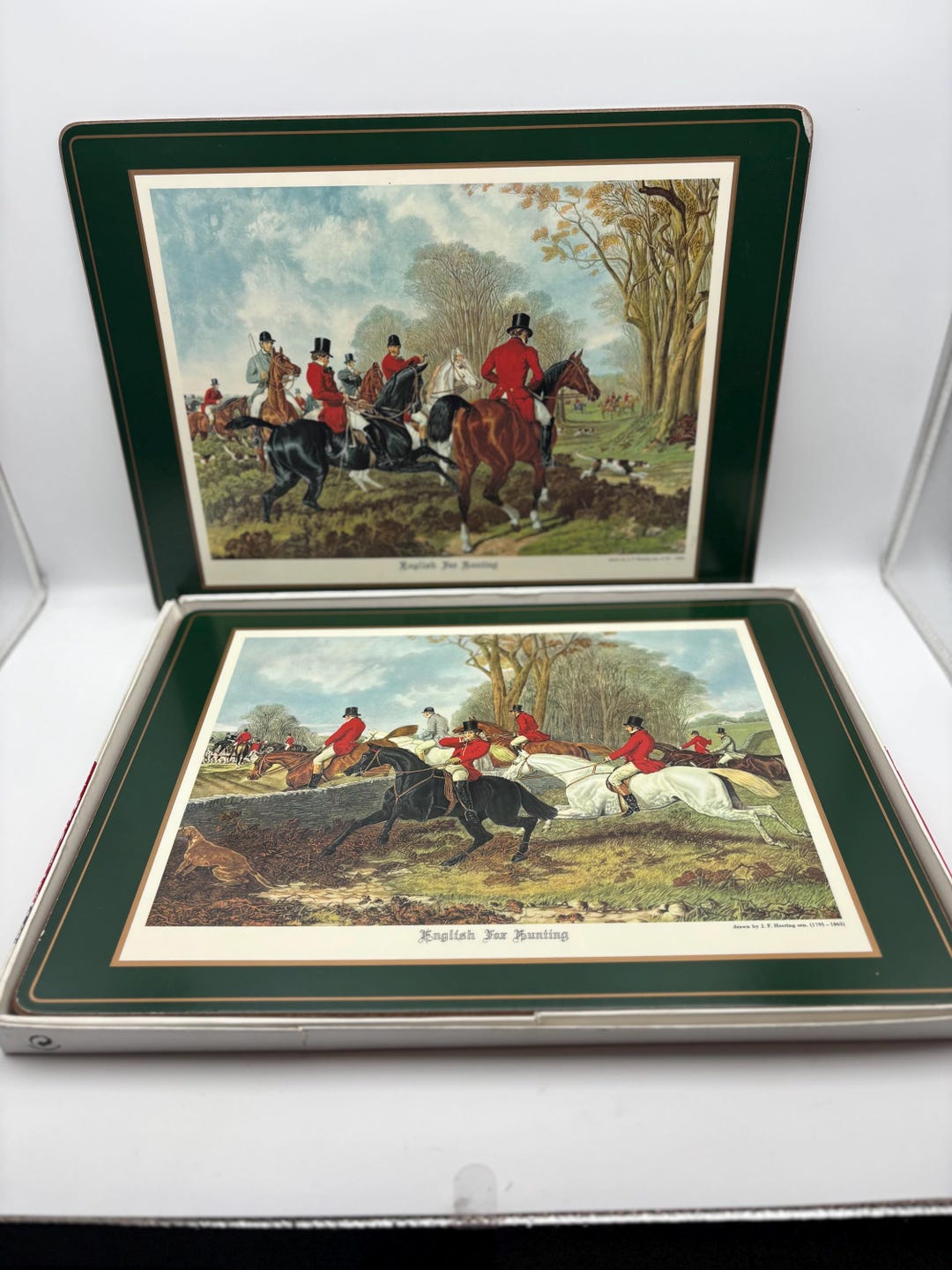 Vintage English Fox Hunting Placemats - Set of 4 W/box J.F. Herring Snr ...