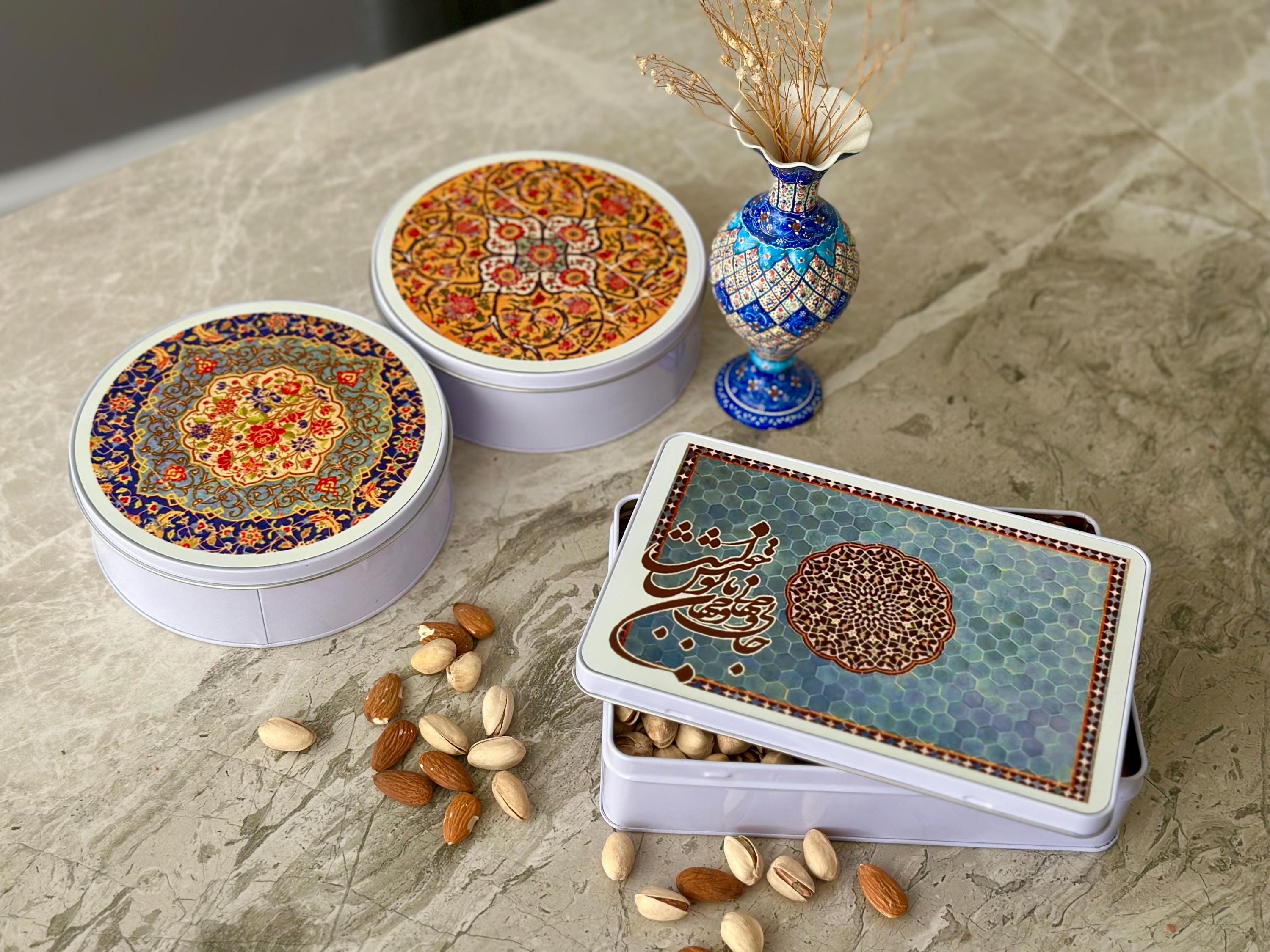 Persian Pistachios & Almonds in Decorative Persian Box, Norooz Gift ...