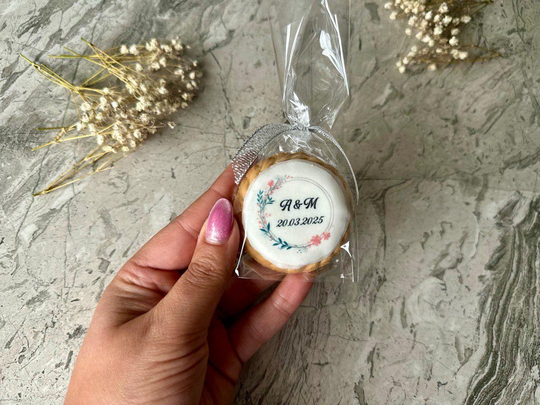 Personalized Wedding Cookie Favors – Custom Initials and Date – Elegant ...