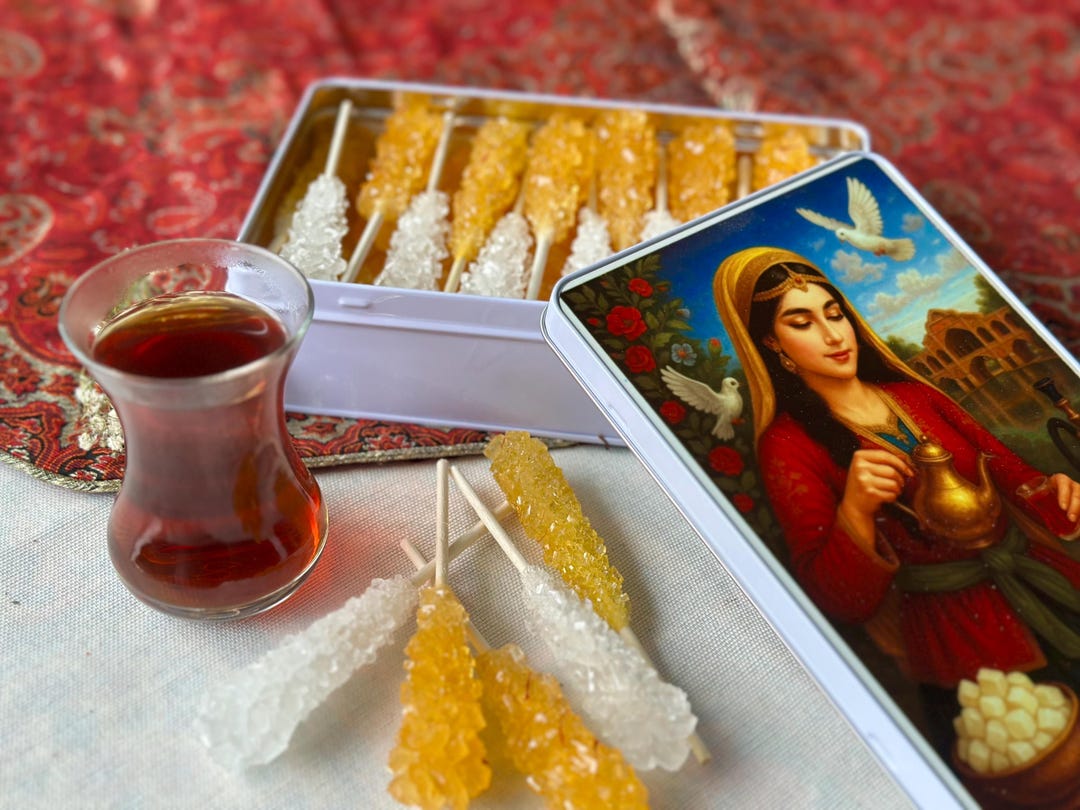 Traditional Nabat, Rock Sugar, Saffron & Classic, Artistic Tin Gift ...