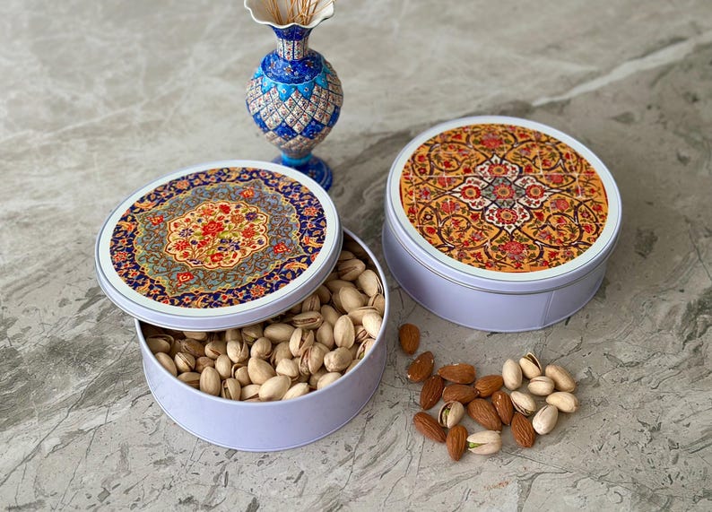Persian Pistachios & Almonds in Decorative Persian Box, Norooz Gift ...