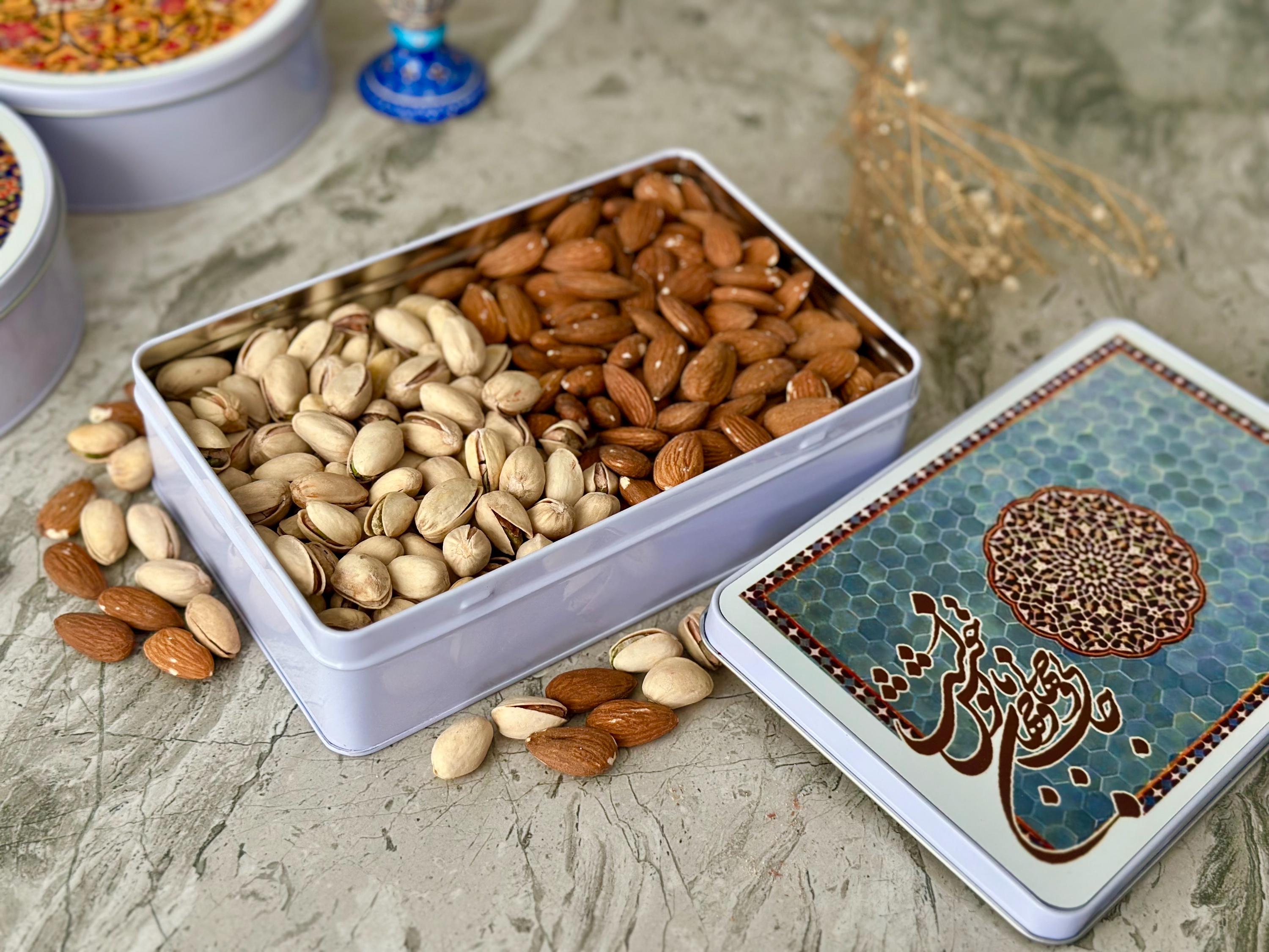 Persian Pistachios & Almonds in Decorative Persian Box, Norooz Gift ...