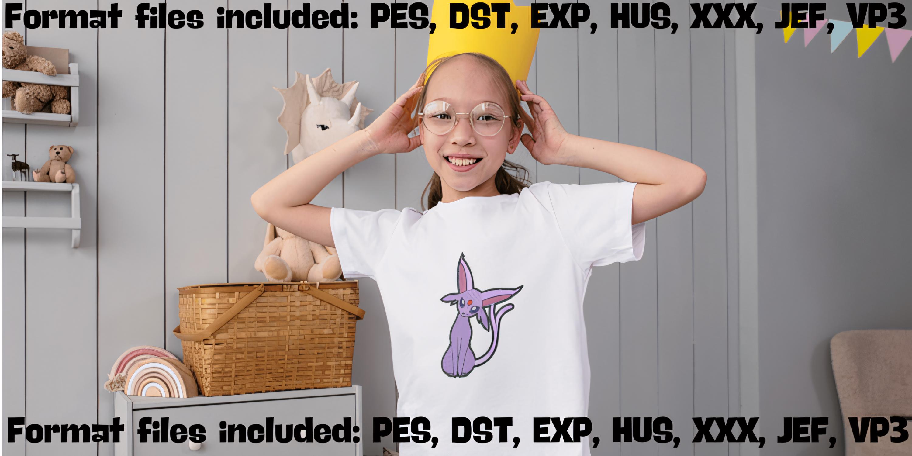 Espeon Pokemon Embroidery Design - Instant Download - PES DST EXP Vp3 ...