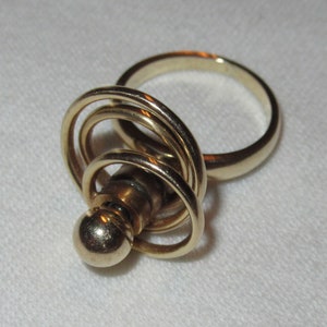 Norman Teufel 14k Gold Kinetic Spinner Ring Therapeutic Spin Rings 1970 ...