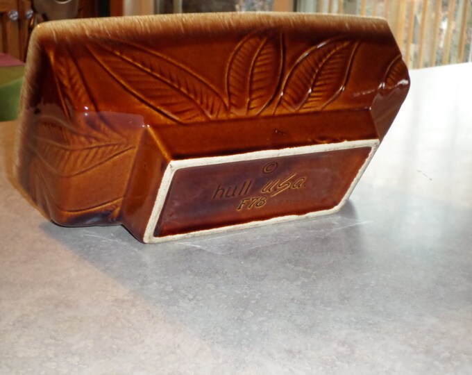 Hull Pottery Brown Mirror Drip Glaze Embossed Leaf Window Box Large ...
