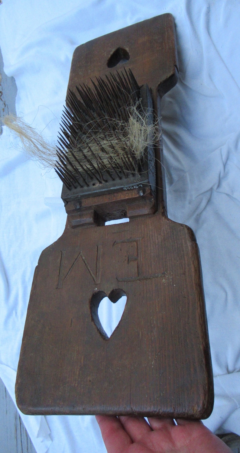 Signed 1739 Flax Hemp Linen Plant Fiber Northeast USA Carder Comb ...