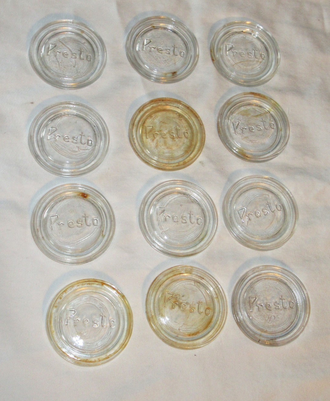 Collection of 12 Antique Glass Lids - Mason Jar - PRESTO Small Cap Lid ...