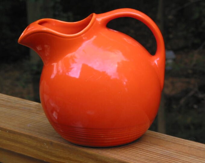 Vintage Orange Red Fiesta Ball Pitcher Ice Lip Homer Laughlin HLC - Etsy