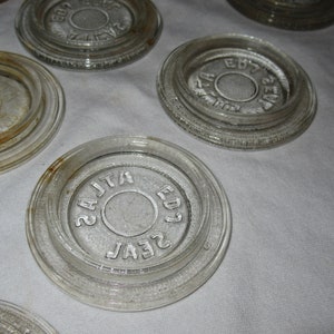 Collection of 16 Antique Glass Lids - MASON JAR - Hazel Atlas Small Cap ...