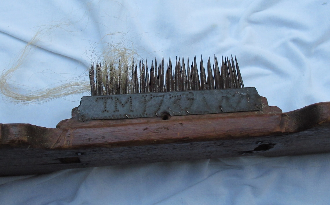 Signed 1739 Flax Hemp Linen Plant Fiber Northeast USA Carder Comb ...