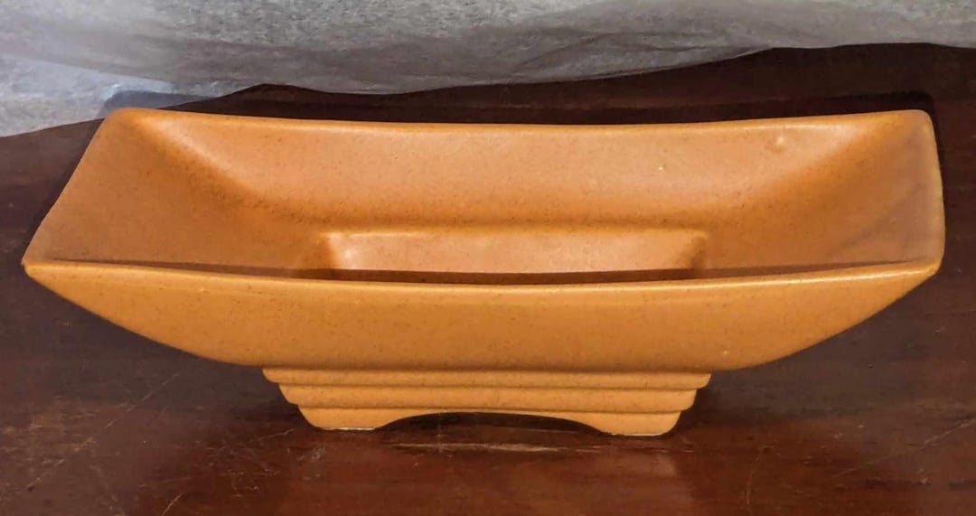 Mccoy Pottery Burnt Orange Mid Century Flower Arrangement Low Bowl ...