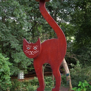 Vintage Folk Art Wood Butler CAT With Holder Tray on Tail Scardey ...