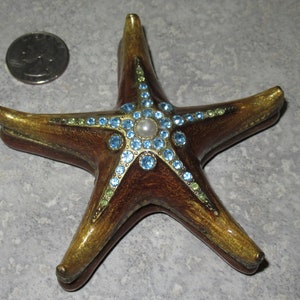 Starfish Sea Star Enamel & Crystal Nautical Trinket Jewelry - Etsy