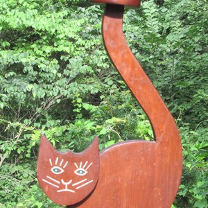 Vintage Folk Art Wood Butler CAT With Holder Tray on Tail Scardey ...