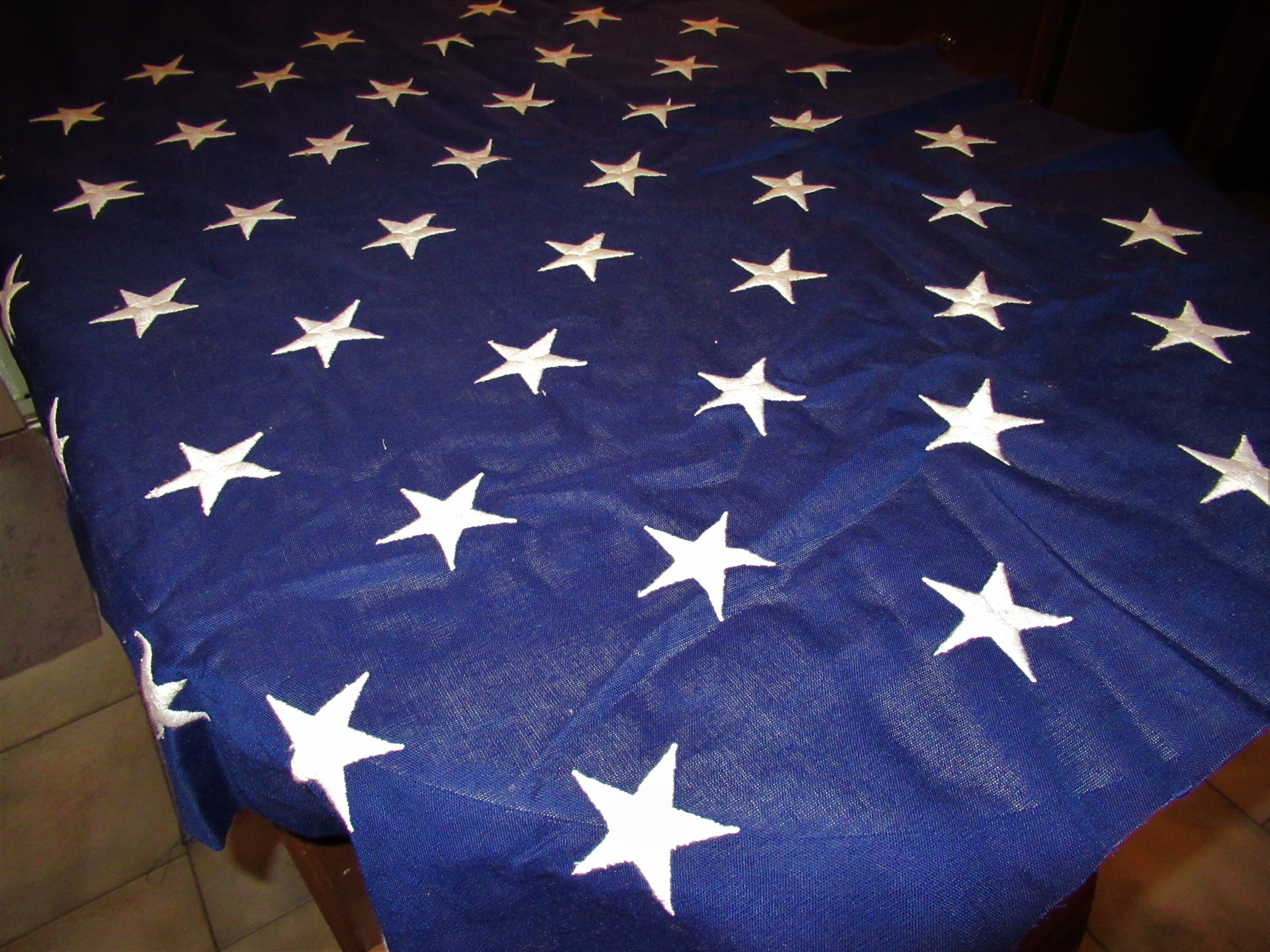 Vintage authentic American FLAG fabric USA embroidered 50 | Etsy