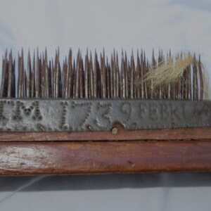 Signed 1739 Flax Hemp Linen Plant Fiber Northeast USA Carder Comb ...
