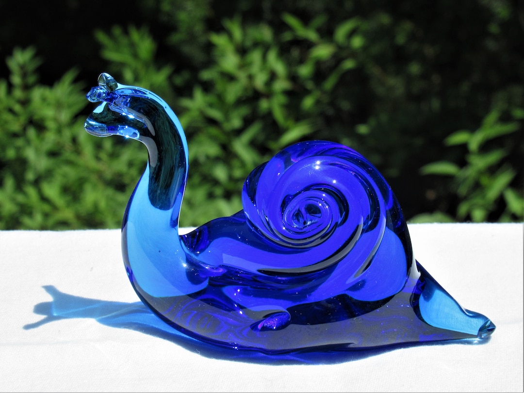 Murano Art Glass Cobalt Blue SNAIL Figurine Blown Paperweight - Etsy