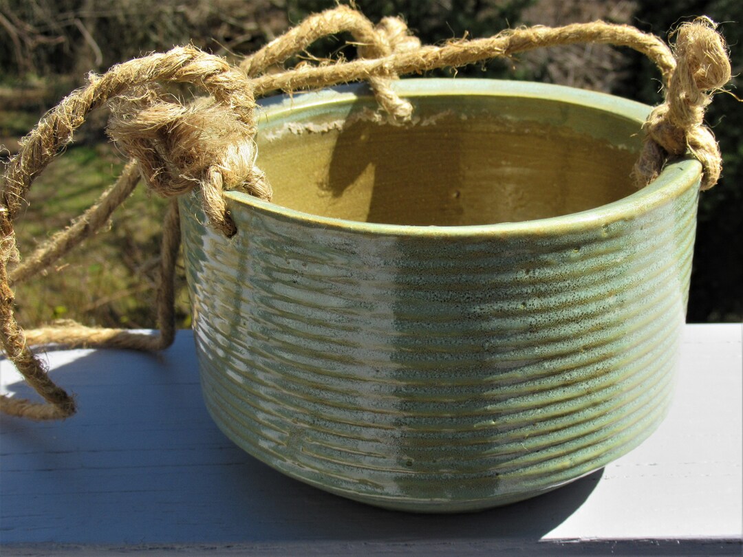 Zanesville Stoneware USA Pottery ZSC Ribbed Hanging Planter - Etsy