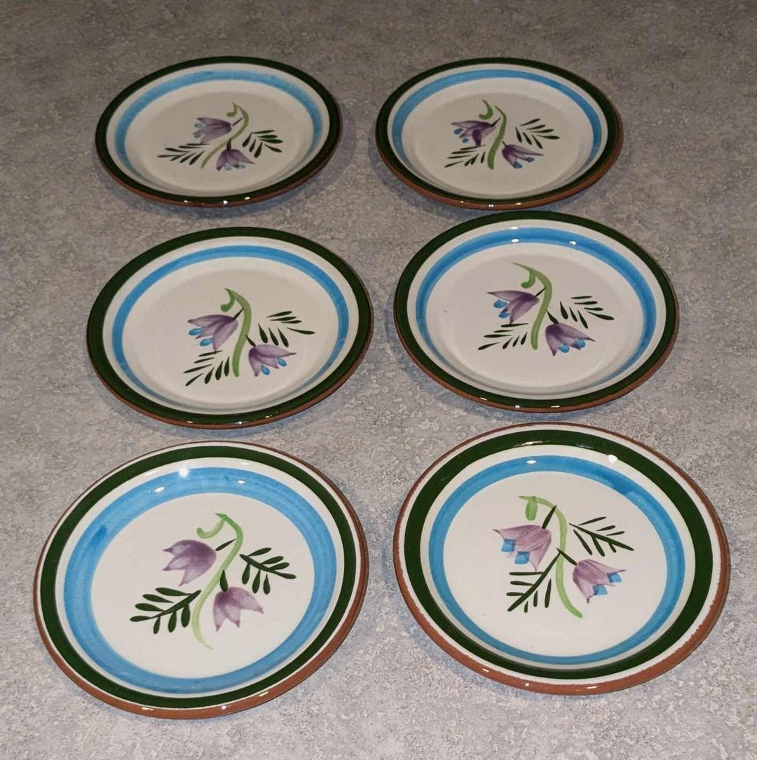6 Stangl Pottery Vintage Purple Tulip Coaster Set Country Garden Hand ...