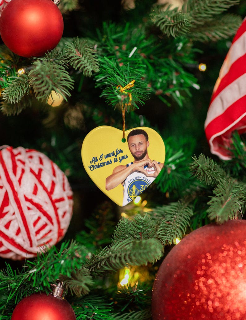 Steph Curry Heart Shaped Christmas Ornament All I Want for Christmas is ...