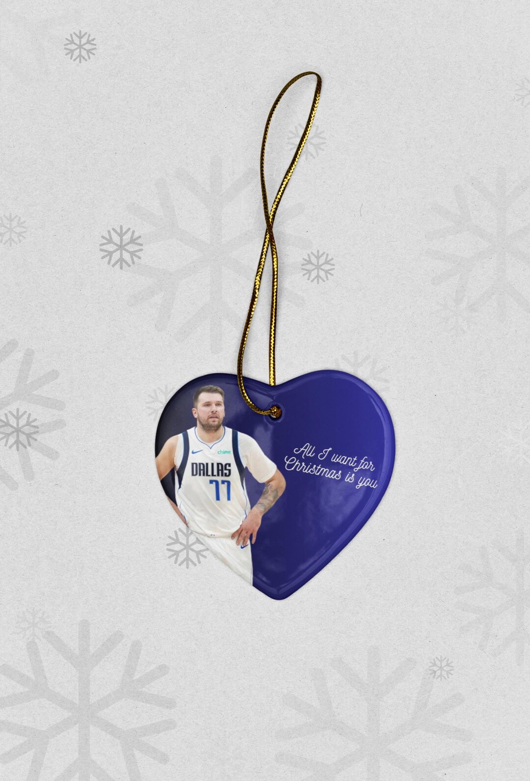 Luka Doncic Heart Shaped Christmas Ornament All I Want for Christmas is ...
