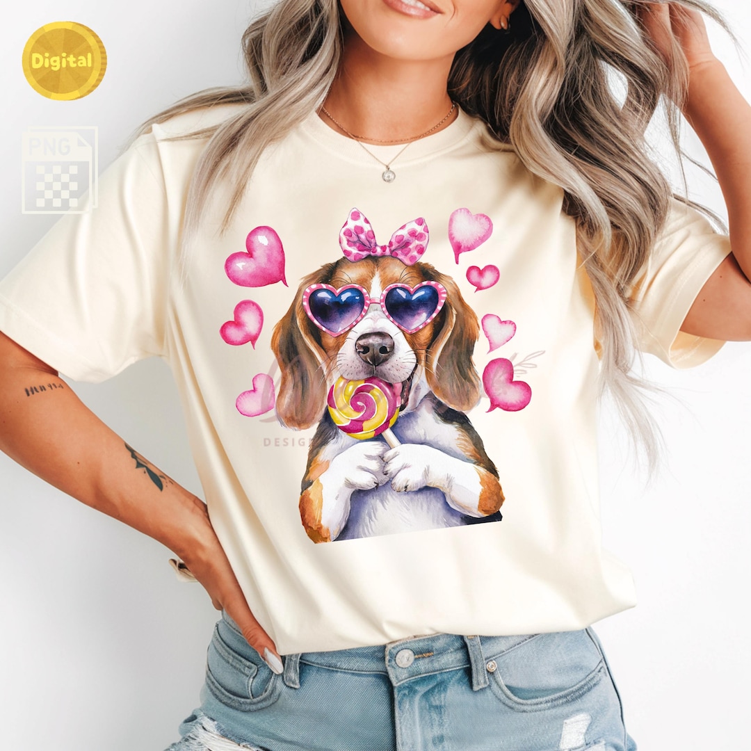 Beagle Valentine PNG - Cute Beagle With Heart Glasses & Lollipop | Dog ...