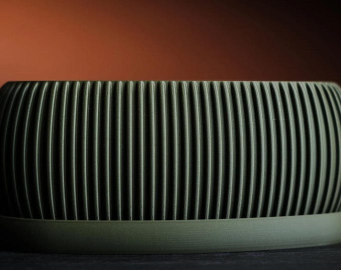 3D Printed Plant Pot - Green Groove Design With Watering Saucer - Etsy