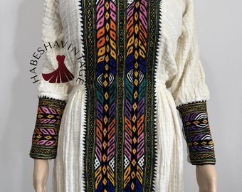 Elegant Hand-made Habesha Kemis - Axum Tibeb Dress | Ethiopian ...