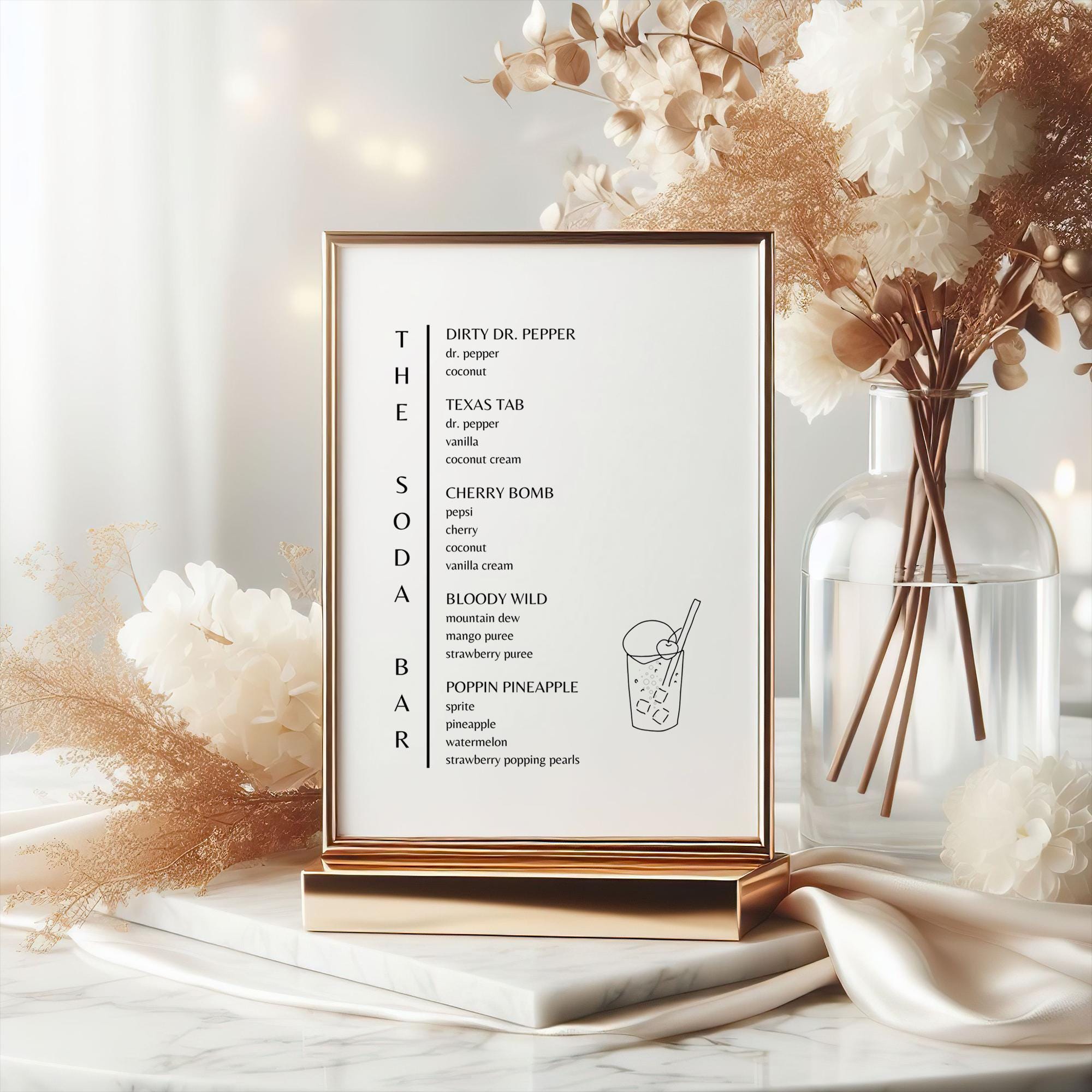 Soda Bar Menu Sign Template, Printable Drink Menu for Graduations ...