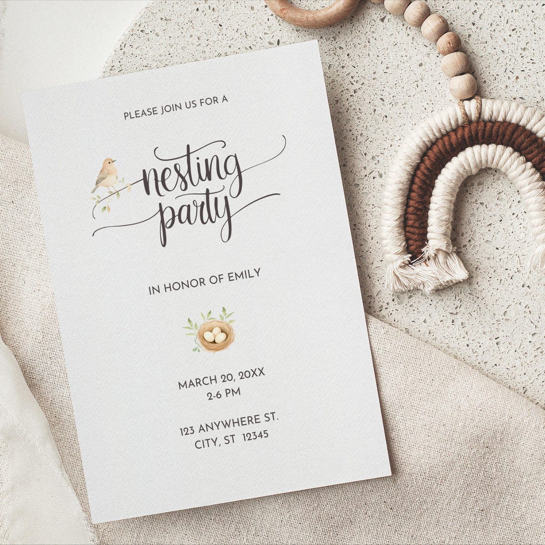 Nesting Baby Shower Printable Invitation Template, Nesting Party ...