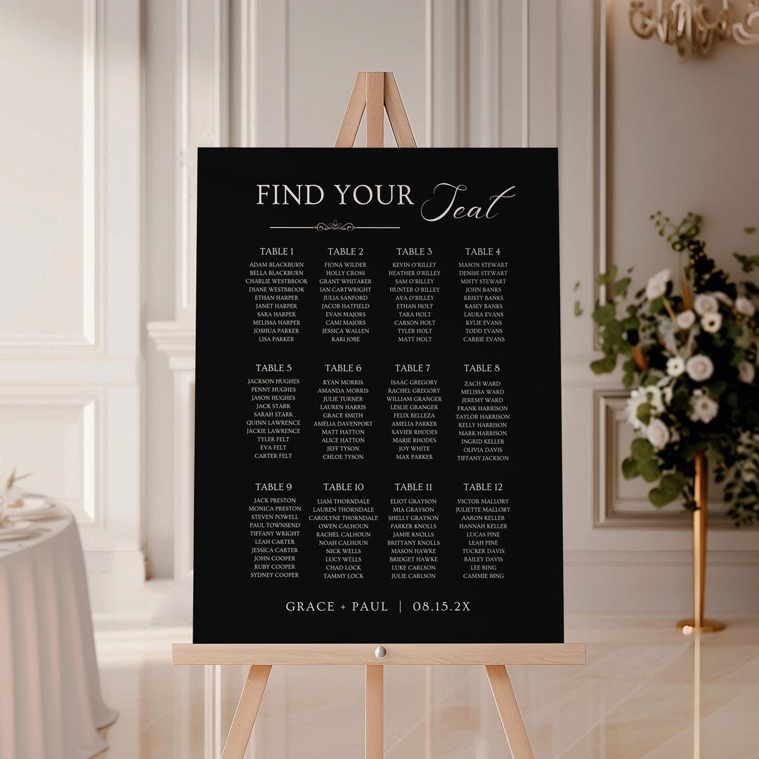 Minimalist Wedding Seating Chart Template, Instant Download, Modern ...