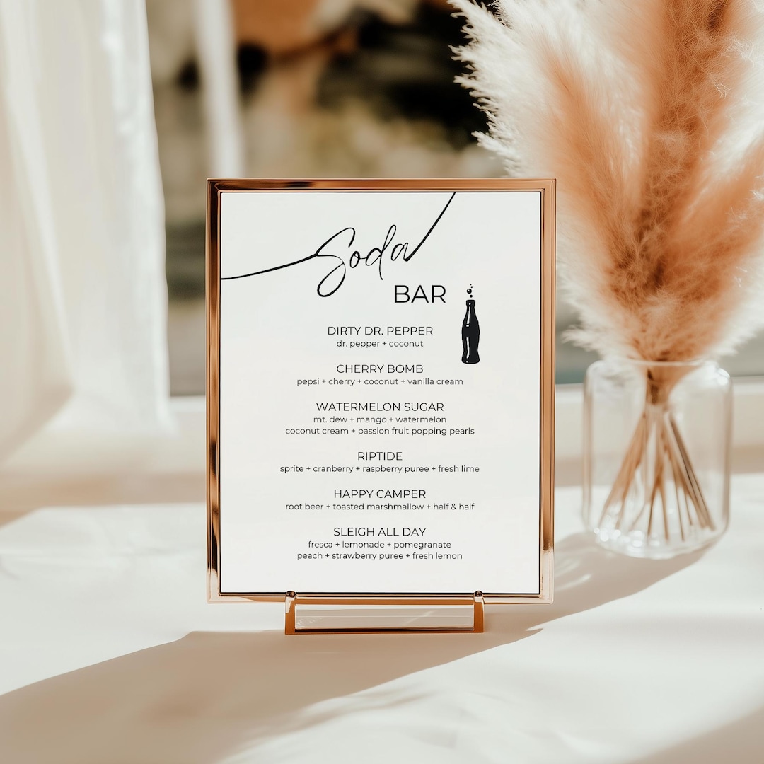 Customizable Soda Bar Menu Sign, Dirty Soda Printable, Wedding Bar Sign ...
