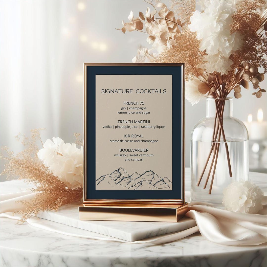 Wedding Cocktail Menu Template, Wedding Drink Sign, Modern Drink Menu ...