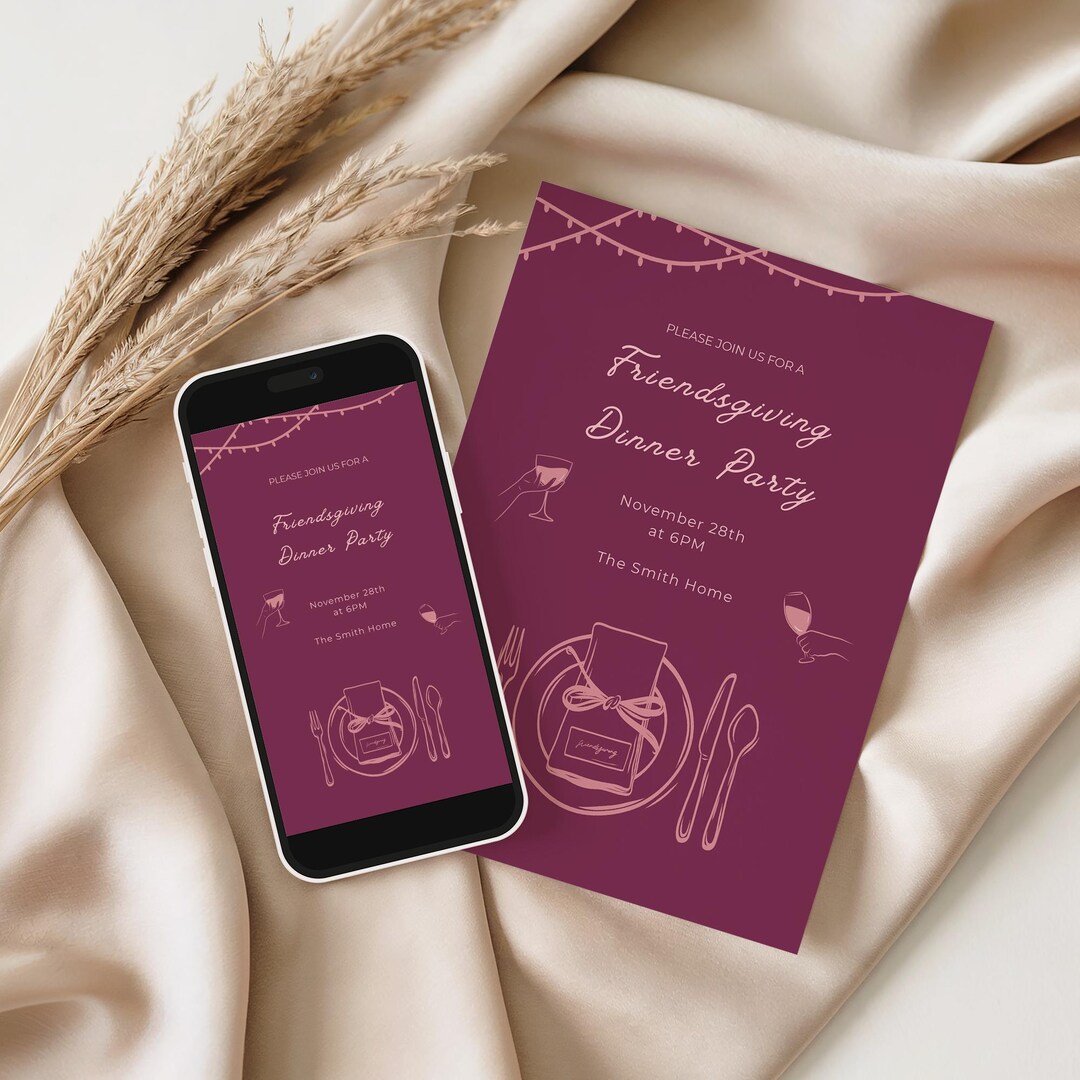 Chic Friendsgiving Digital Invitation | Editable 5x7 & Mobile Invite ...