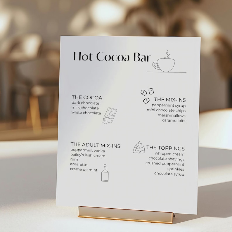 Wedding Hot Chocolate Bar Sign Template, Hot Cocoa Bar Menu, Bar Sign ...