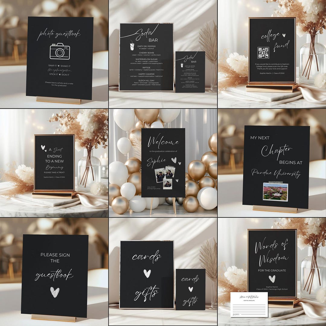 Graduation Sign Template Bundle, Grad Party Welcome Board, High School ...