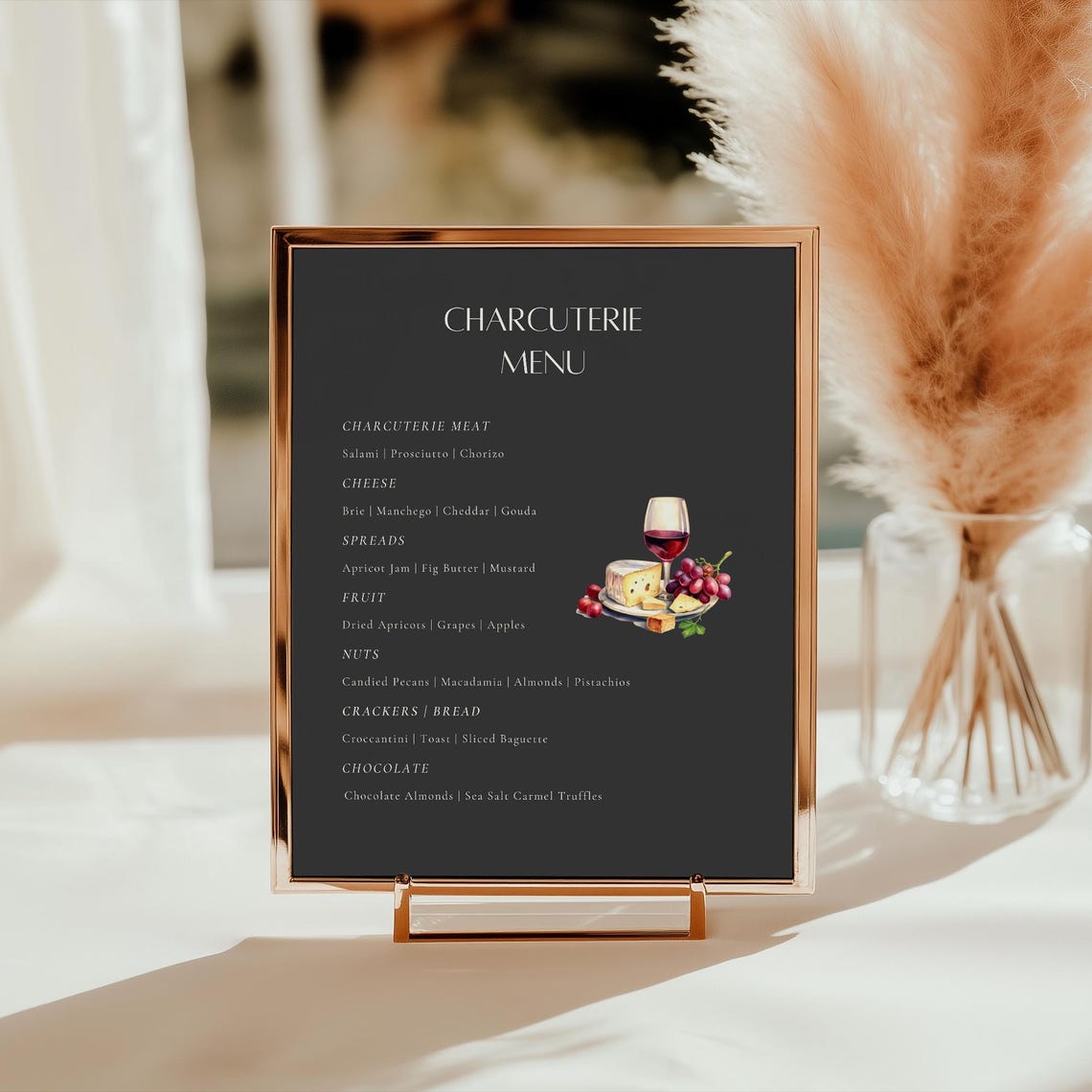 Customizable Charcuterie Menu Sign, Wedding Charcuterie Menu Template ...