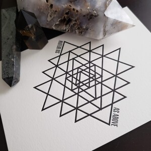 As Above, so Below Art Print - Letterpressed Print Wall Art 5x7" - Goth ...