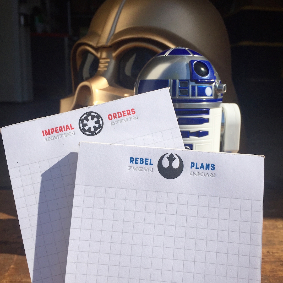 Star Wars Note Pads - Imperial Orders - Rebel Plans - Letterpressed ...